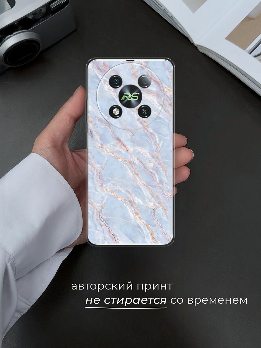 Силиконовый чехол на Itel RS4 / Ител РС4 с принтом "Сиреневый мрамор" — фото 1