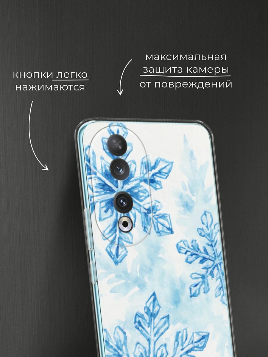 Чехол на Honor 90 / Хонор 90 с принтом "Акварельные снежинки" — фото 1