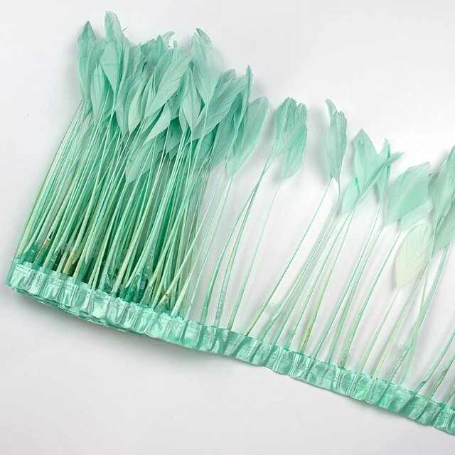 Гусиное перо с бахромой, окрашенное Изумрудный, 5 Meters, Mint Green