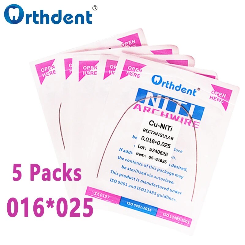 Orthdent CuNiTi дуга прямоугольная 016x025, 5 шт