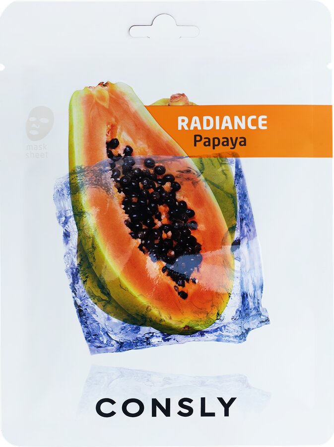 Маска тканевая для лица CONSLY Выравнивающая тон кожи с экстрактом папайи, 20мл