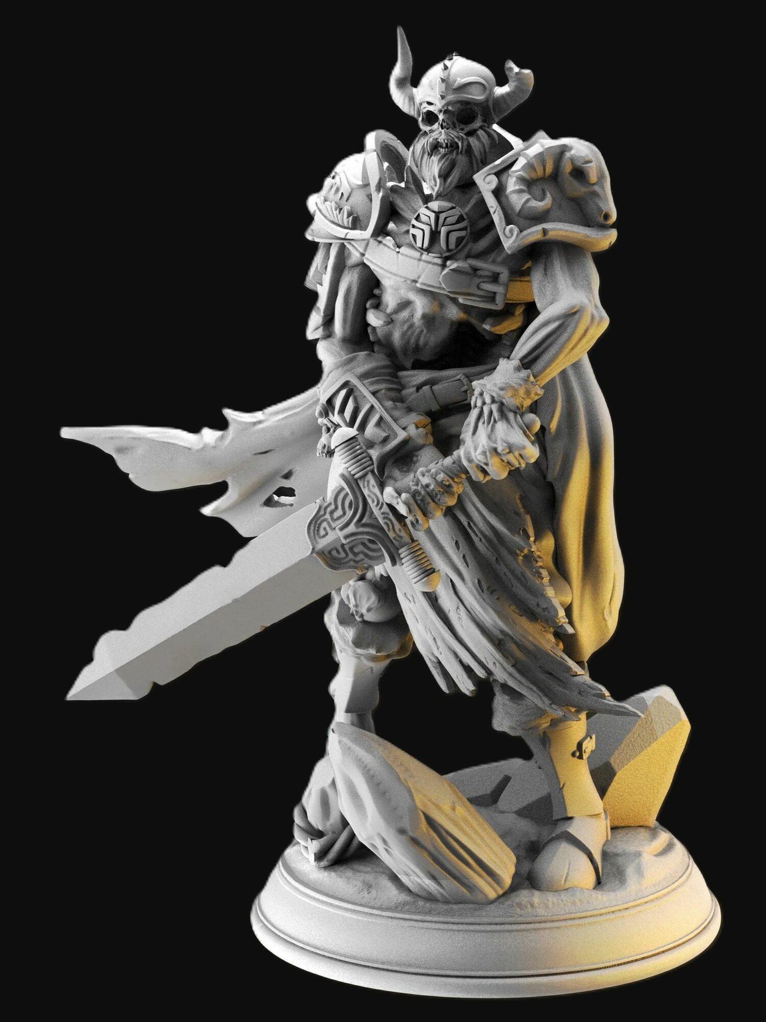 Темный паладин, ЛИЧ ( воин скелет, рыцарь смерти) игровая фигурка для раскрашивания, база 25мм