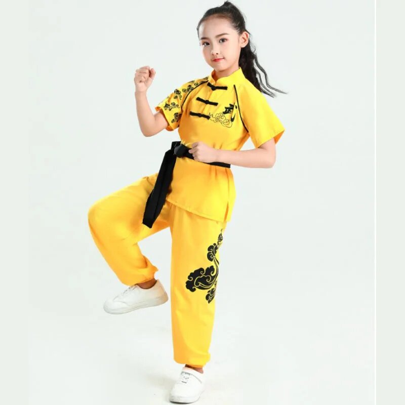 Детский китайский костюм для ушу 180 165-175cm, Yellow
