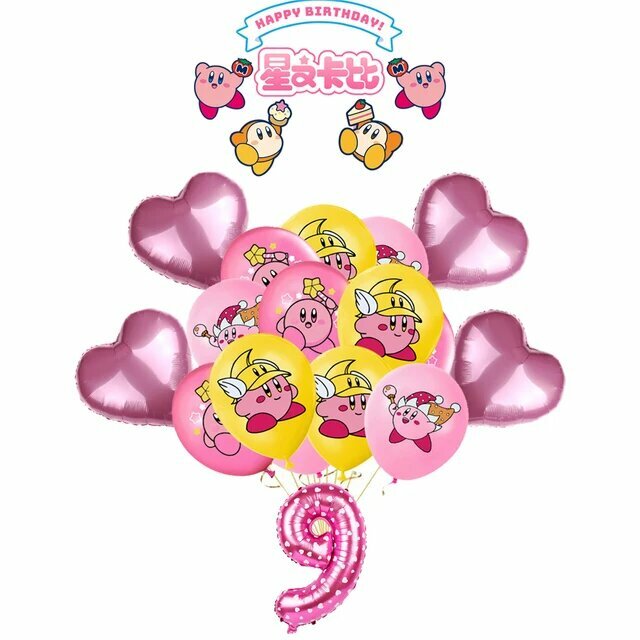 Украшения для детского дня рождения в стиле аниме «Кирби», посуда, праздничные атрибуты, тарелки, салфетки, воздушные шары, подарки для детских праздников