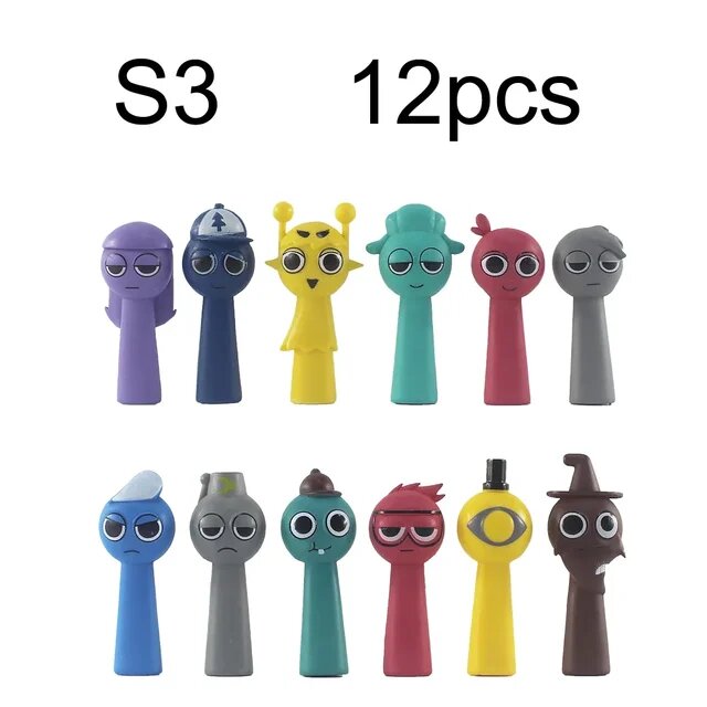 Набор из 12 фигурок Sprunki Figuras, модель 7 см, ПВХ