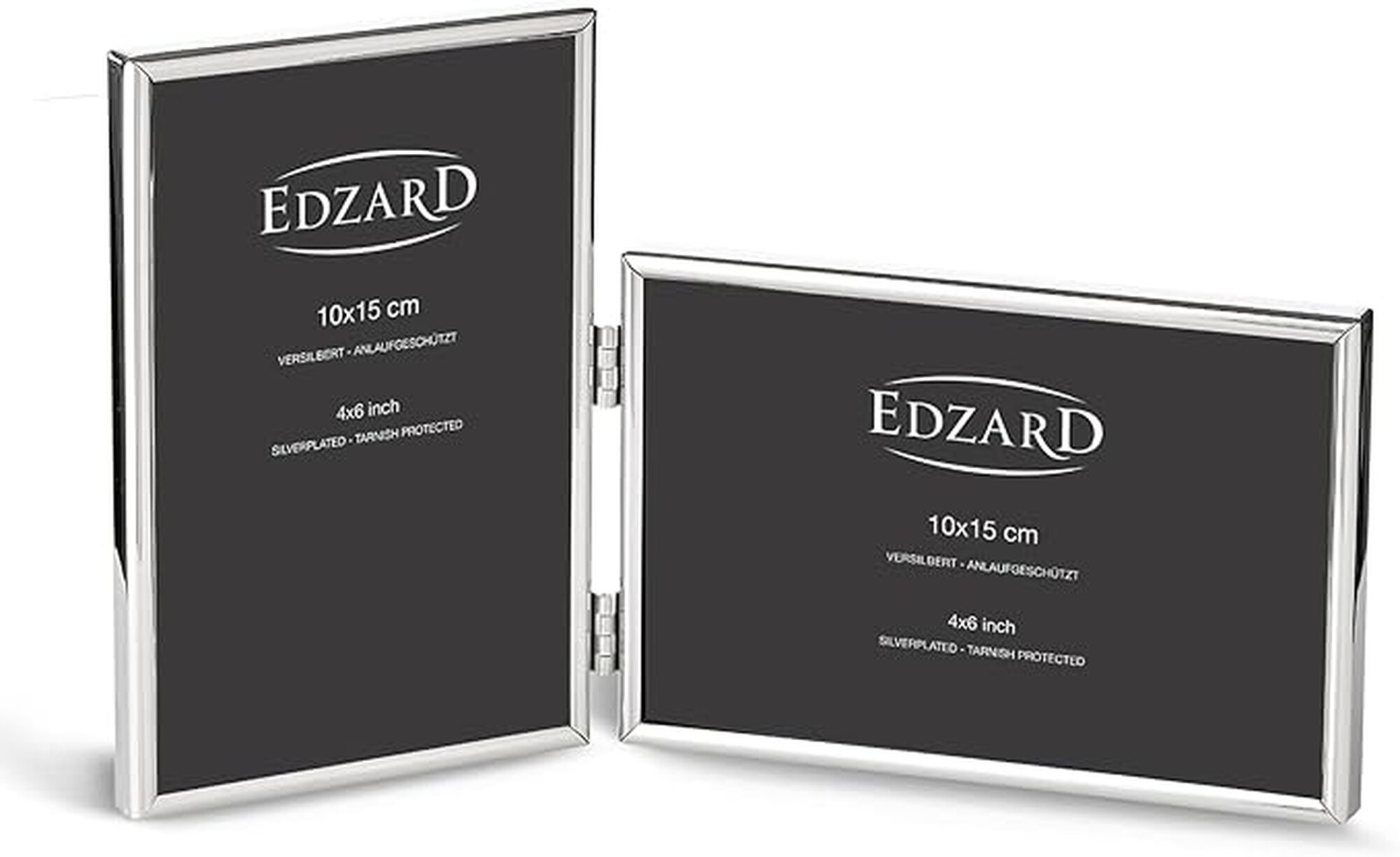Двойная фоторамка Edzard Collage Otto на 2 фотографии, размер 10х15 см, цвет серебристый, 4543_EDZARD