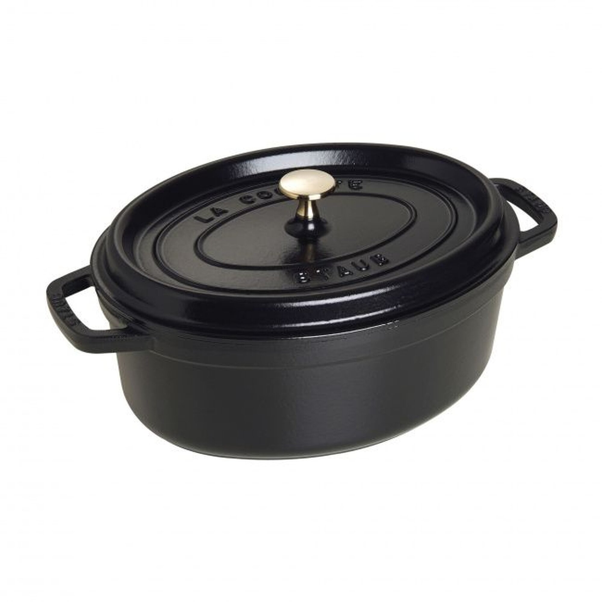 Кастрюля с крышкой STAUB Cocotte oval, чугунная, диаметр 29 см, цвет черный, 40509-315-0