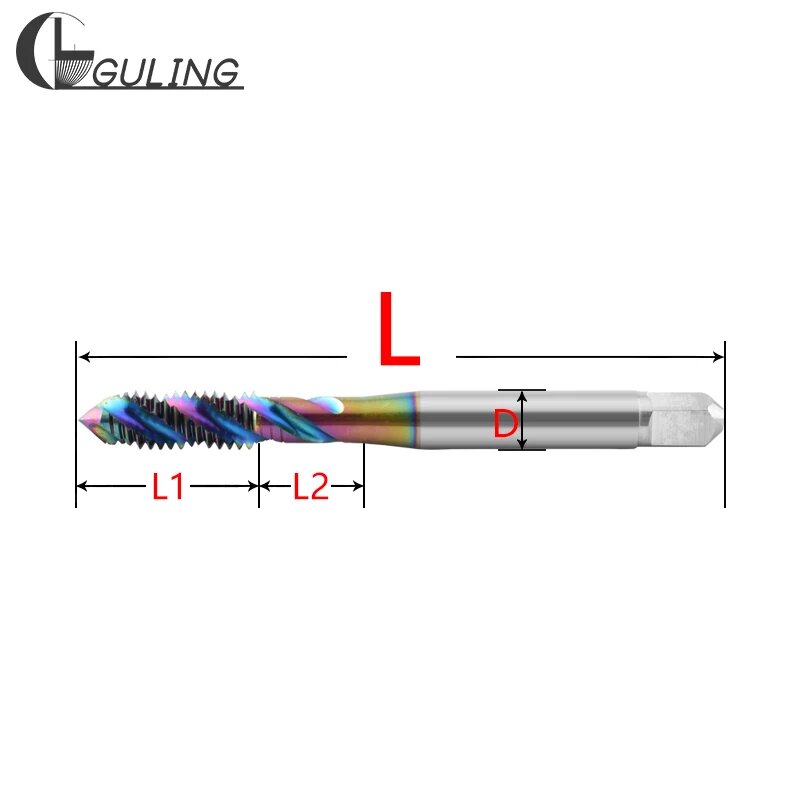 GULING 1 шт. HSS-CO TICN покрытие для формования рулонных заостренных спиральных рифленых метчиков M1 M1.4 M2 M3 M4 M5 M6 M8 M10 M12 Машинные метчики для резьбы