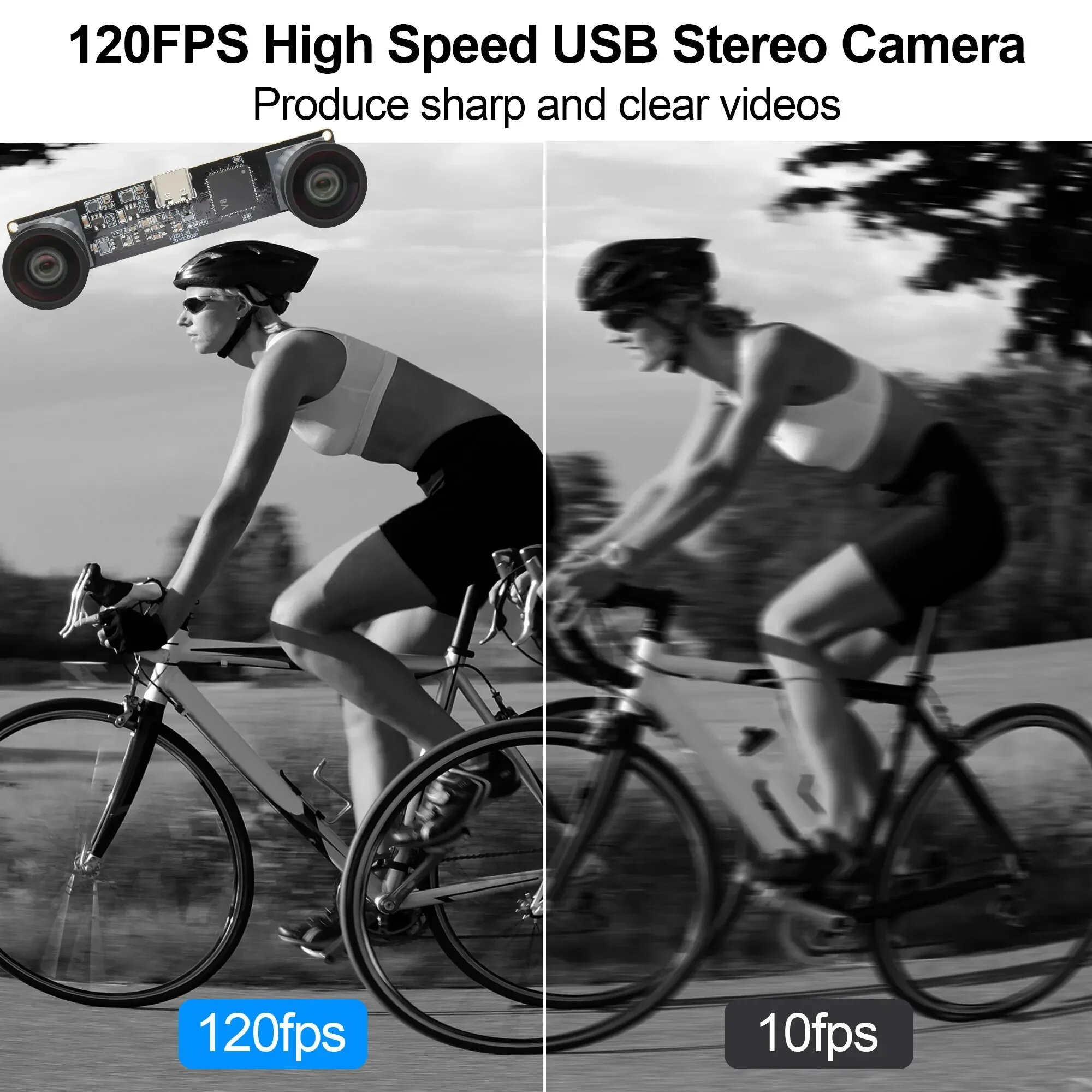 ELP 2MP черно-белый монохромный USB-модуль камеры с глобальным затвором, двойной объектив, синхронная 3D-стереокамера, 120 кадров в секунду, высокоскоростная веб-камера для ПК