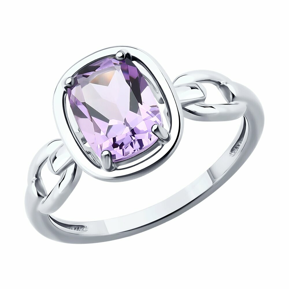 Кольцо, серебро, 925 проба, родирование, аметист