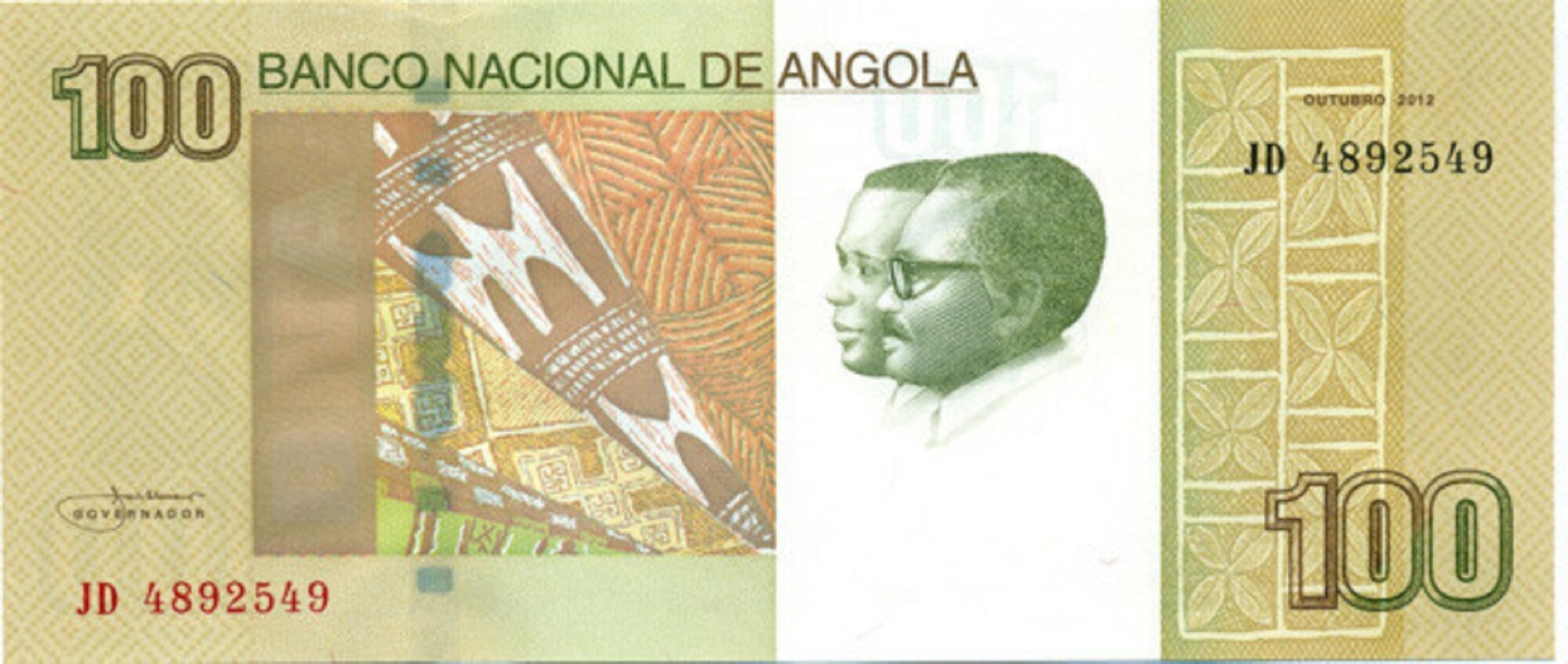 Банкнота номиналом 100 кванз Анголы 2012 года. Состояние UNC P-153 (34810)