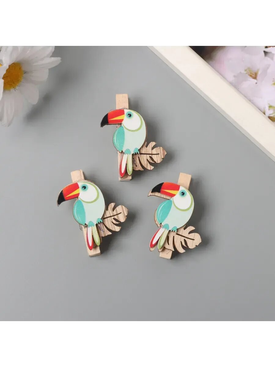 Прищепки декоративные деревянные мини 3 шт