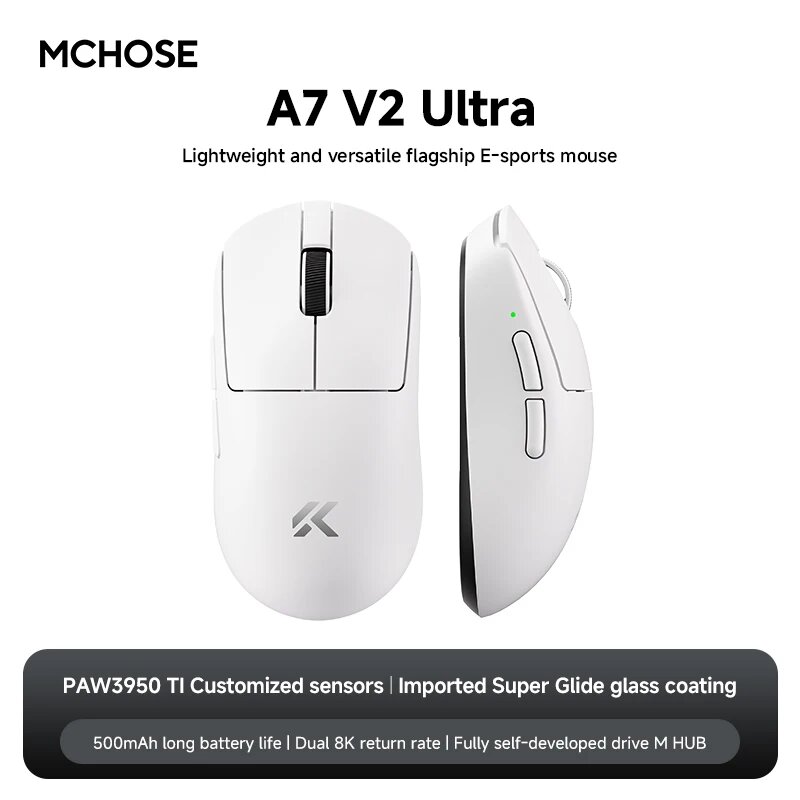 MCHOSE A7 V2 Ultra Gaming Mouse A7 V2 Ultra White