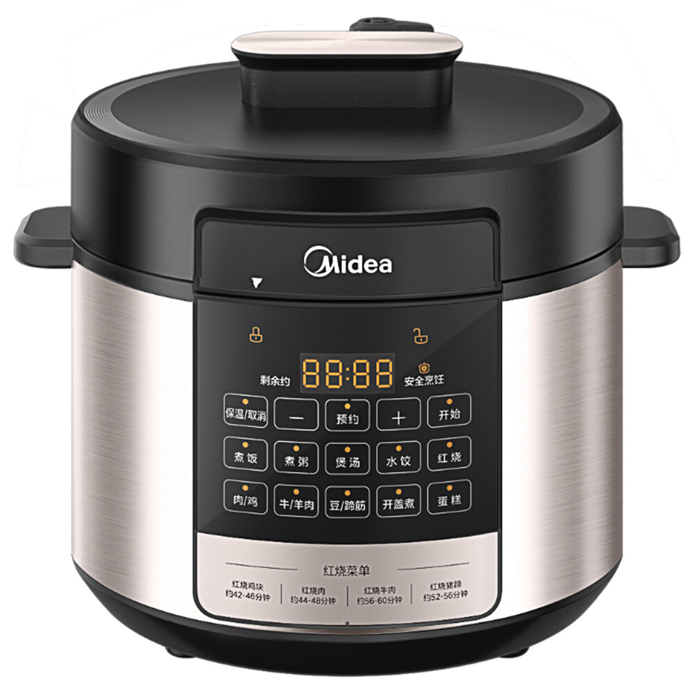 Электрическая скороварка Midea черная, 6 литров, защита от перегрева, высокая скорость приготовления