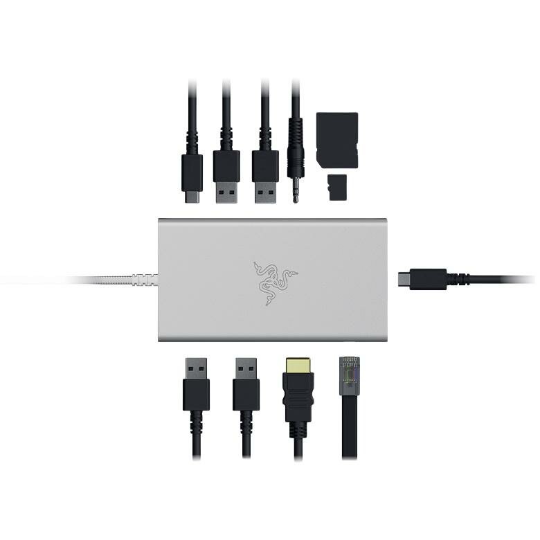 USB-C адаптер-удлинитель Razer HDMI, совместимый с Mac и iPad, серебристый, для док-станций