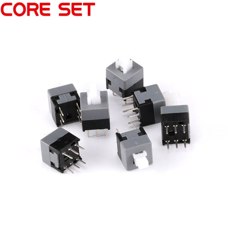 10 шт. 8,5*8,5 мм 6-контактный мини-кнопочный переключатель DPDT с самоблокировкой 8,5x8,5 мм, высокое качество