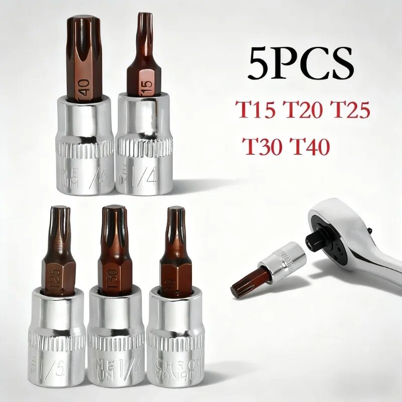 Набор торцевых головок Torx 1/4 дюйма 5 шт.