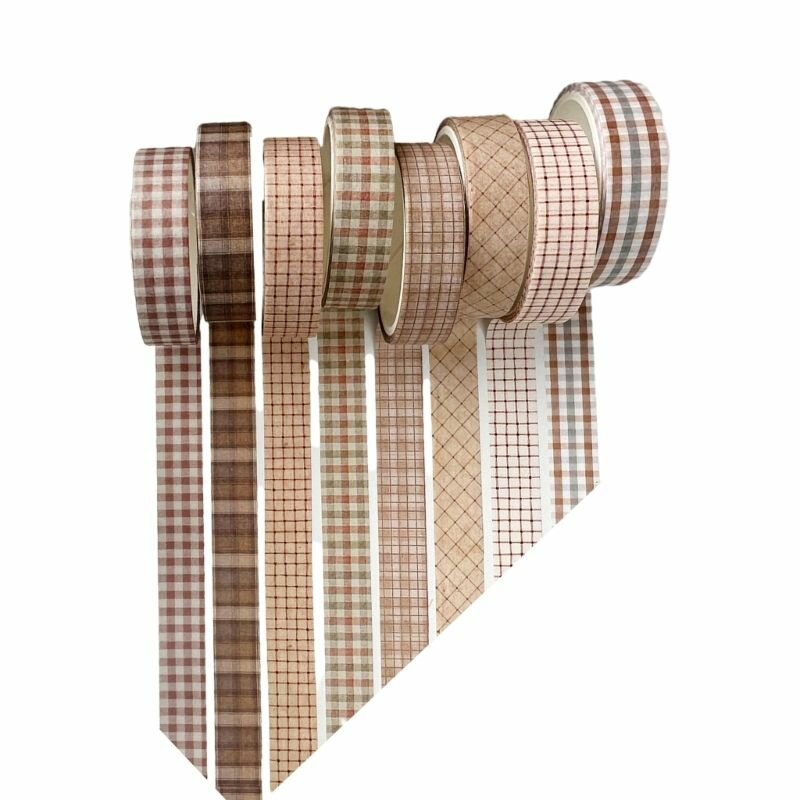 8 рулонов комбинированной ленты васи в стиле ретро-сетка из