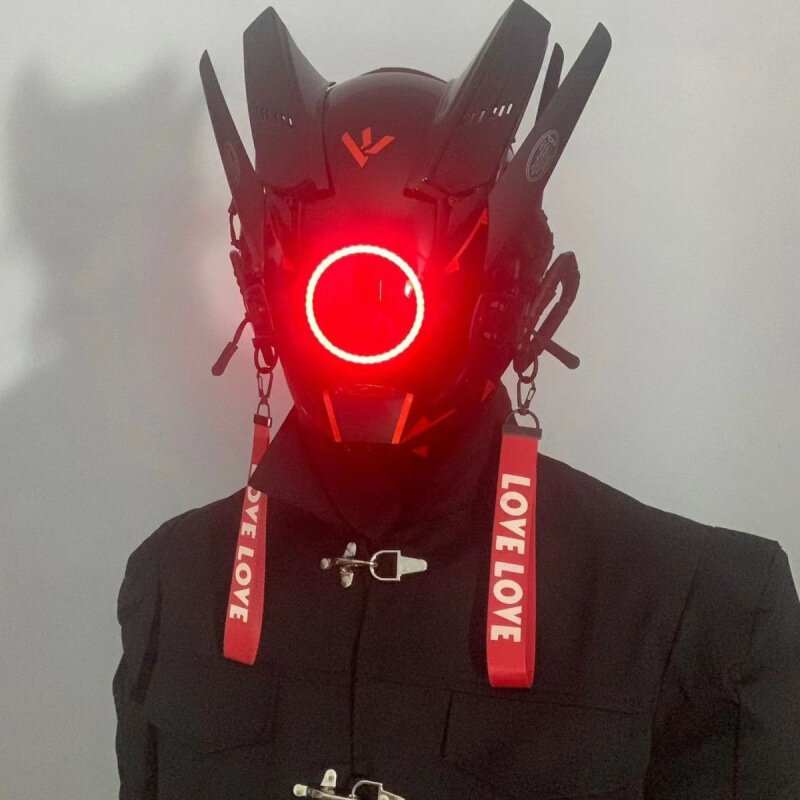 Киберпанк маска Хищник шлем Мужской меха светящийся полный капюшон тактическая маска