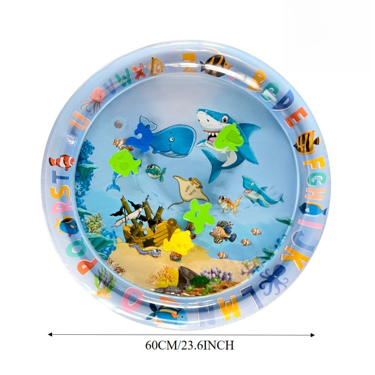 Игрушки для детей летние обучения ползанию водяные маты из ПВХ для животных кошки и собаки надувные толстые маты для хлопания по воде (60см-ABC морские рыбы насос)