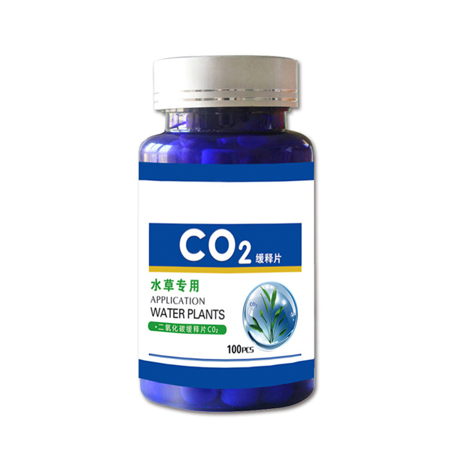 Таблетки CO2 для водных растений, медленного высвобождения диоксида углерода для акваскейпа, 100 таблеток в бутылке, таблетки с диоксидом углерода длительного действия, для аквариумного травяного резервуара, размер упаковки 8*5*5см, вес упаковки 160г