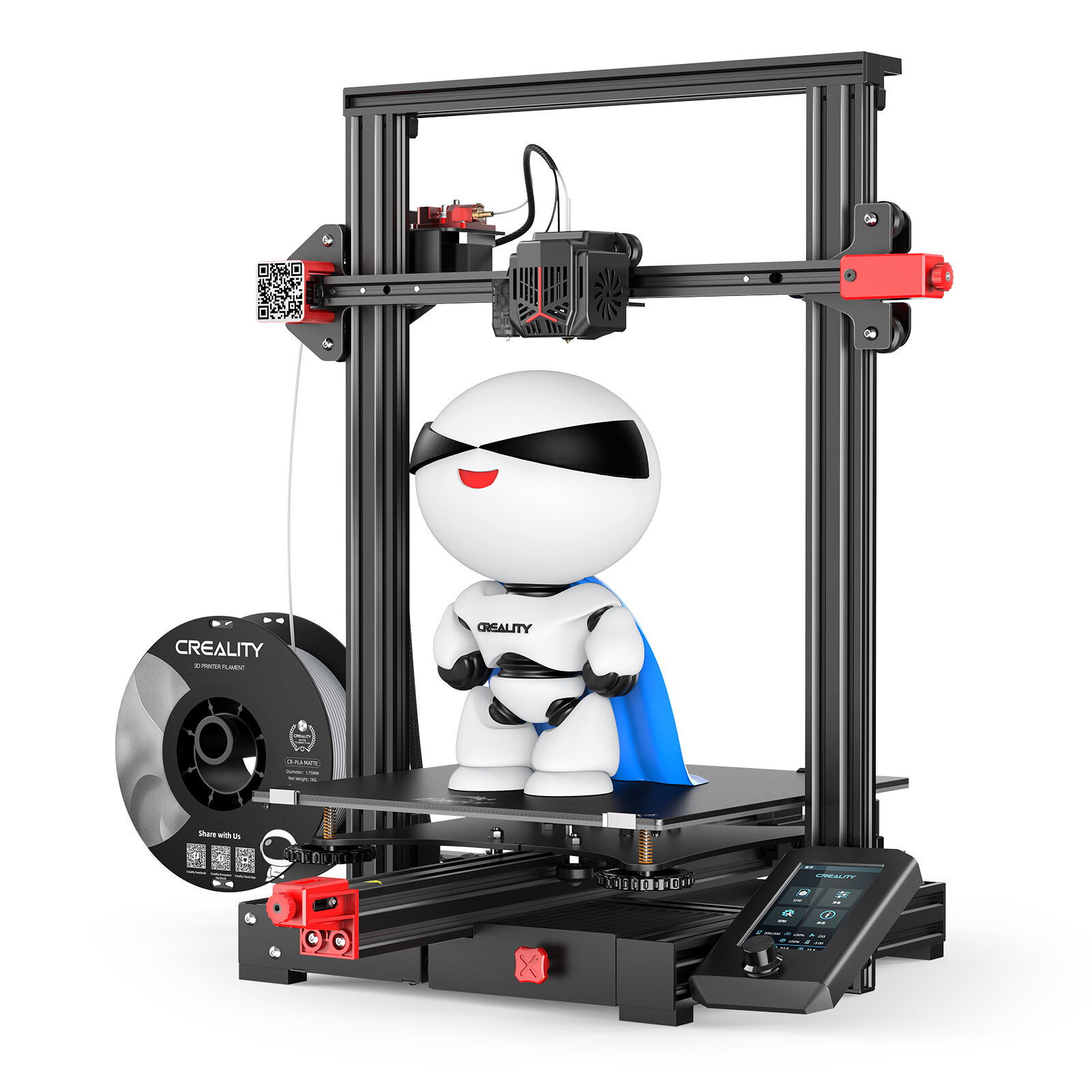 Original Creality 3D Ender-3 Max Neo Плоттер 3D настольный FDM Печать Размер печати 300x300x320 мм Двойная ось Z 4.3' Цветной экран с ручкой Полуметаллический экструдер Поддержка продолжения печати Филамент
