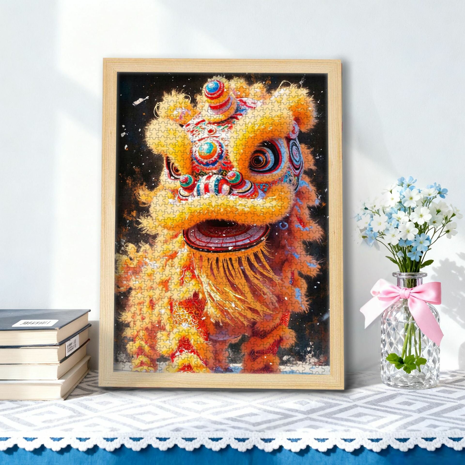 Национальный тренд деревянный пазл 1000 деталей танец льва для взрослых высокая сложность сборки снятие стресса образовательный подарок тысяча деталей модная игрушка