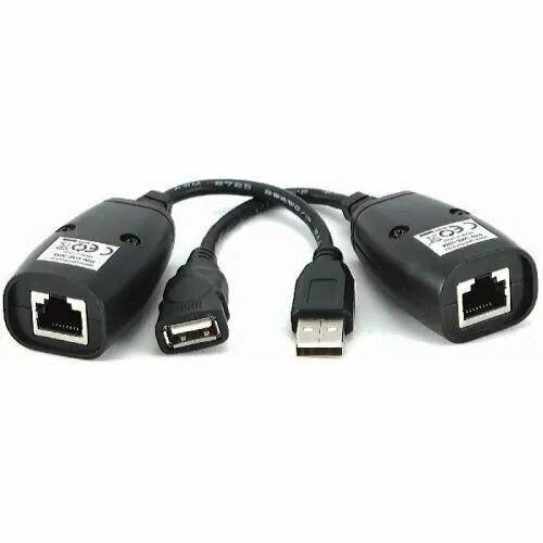 USB удлинитель по витой паре до 45 метров активный кабель USB 2.0 Type-A для подключения принтера, сканера, камеры на большом расстоянии без потери сигнала