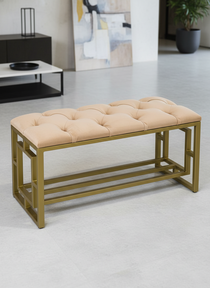 Металлическая обувница с полкой, мягким сиденьем, каретная стяжка, лофт, 97х36х47