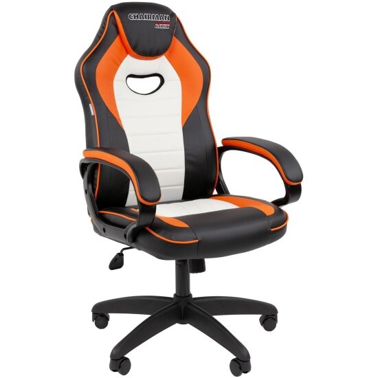 Кресло геймерское Chairman Game 16 Россия экокожа черный/оранжевый/белый
