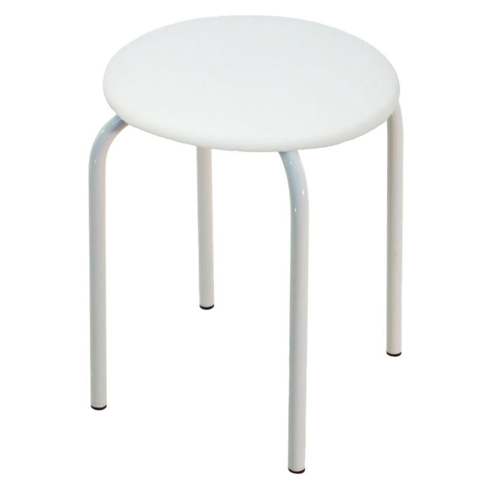 Табурет эконом 370х370х475мм белый кожзам/металл