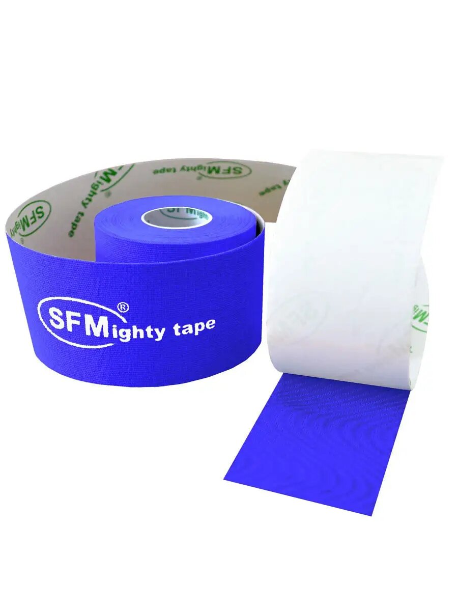 Лента кинезиологическая SFM-Plaster, на полимерной основе (нейлон), 5см Х 500см, синего цвета.
