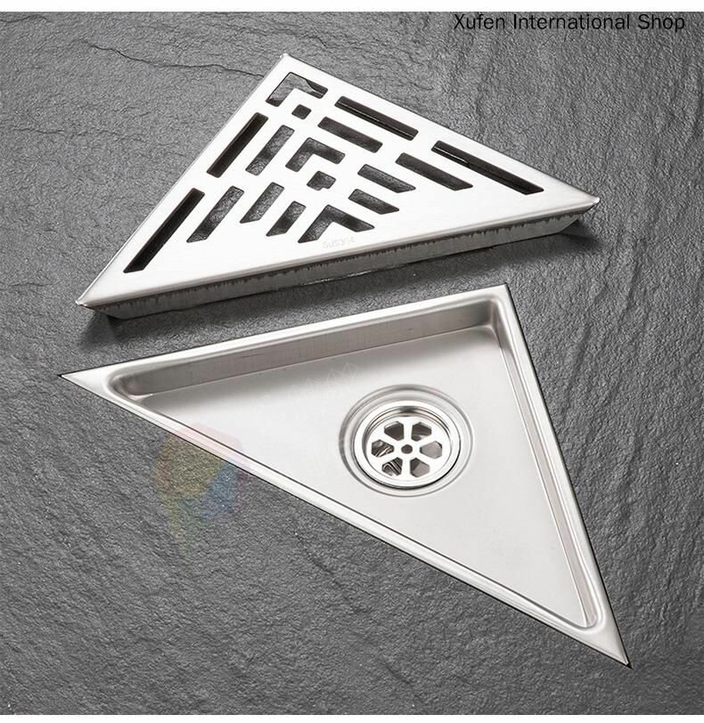 Трап из нержавеющей стали, 280х200 мм, угловой, вертикальный, с сухим затвором