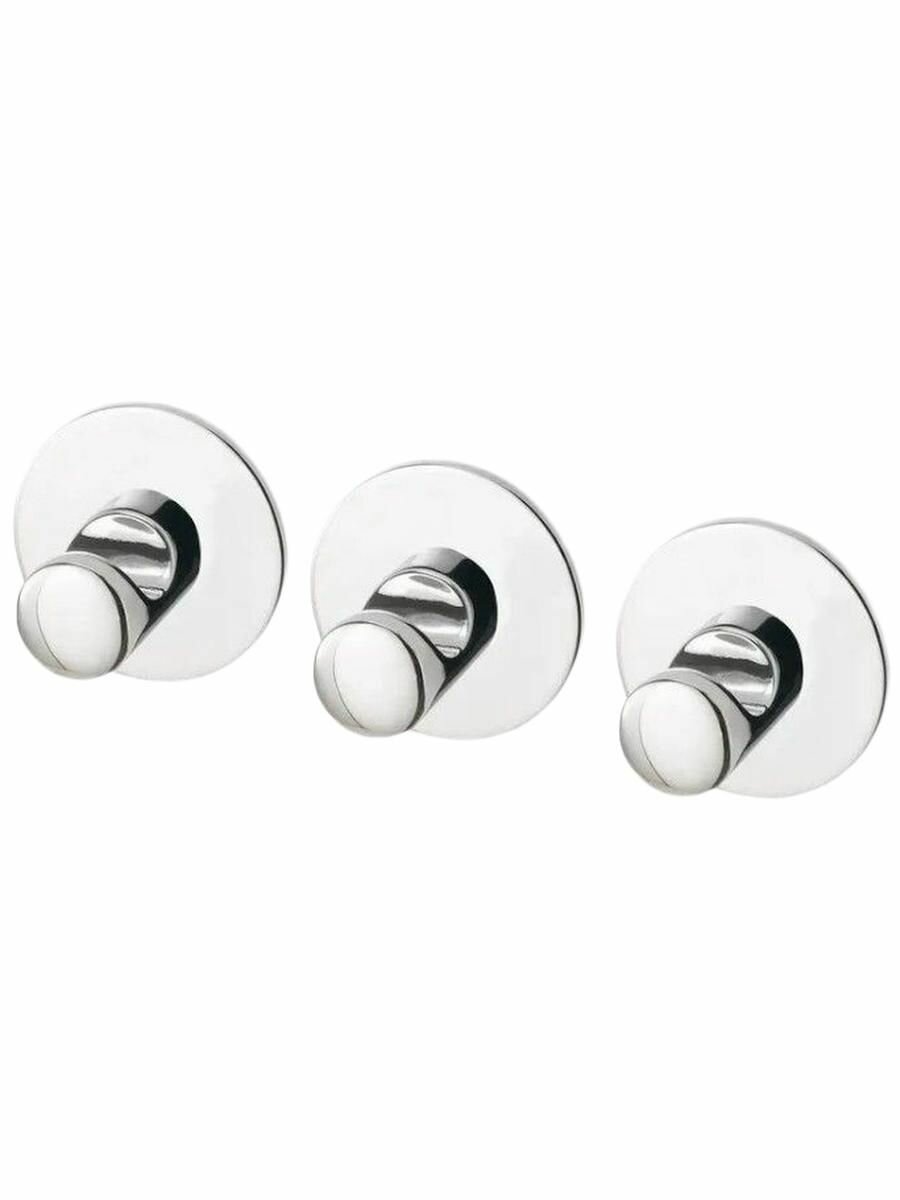 Набор самоклеящихся крючков IKEA "SKOGHALL", для ванной, металл, серебрист, 3шт