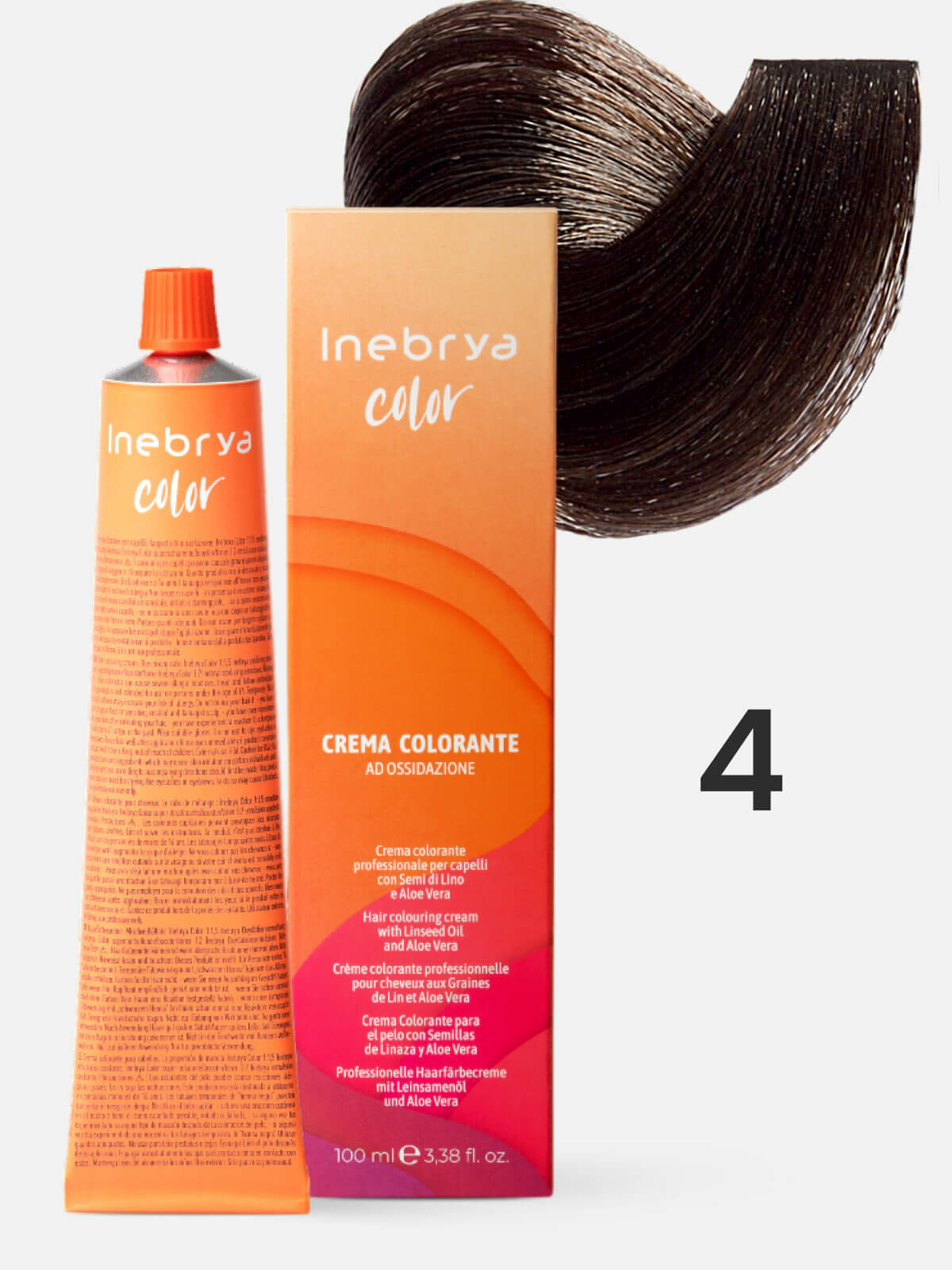 Крем - краска для волос профессиональная Inebrya Color Professional 4 Каштановый, 100 мл