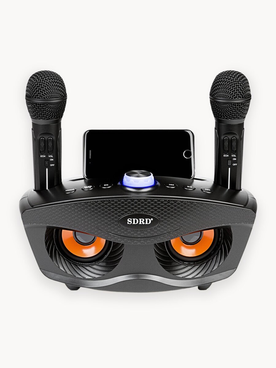 Караоке-система с двумя беспроводными микрофонами "SD-306" черная
