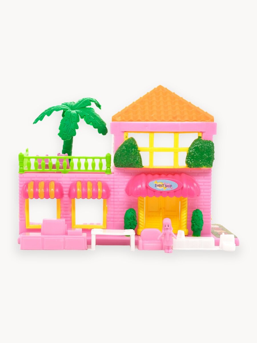 Кукольный домик B&H "Коллекция №2", 2 этажа, оранжевый, розовый, пластик.