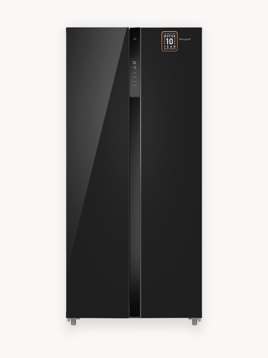 Отдельностоящий холодильник Side by Side двухдверный WSBS 500 Inverter NoFrost Black Glass
