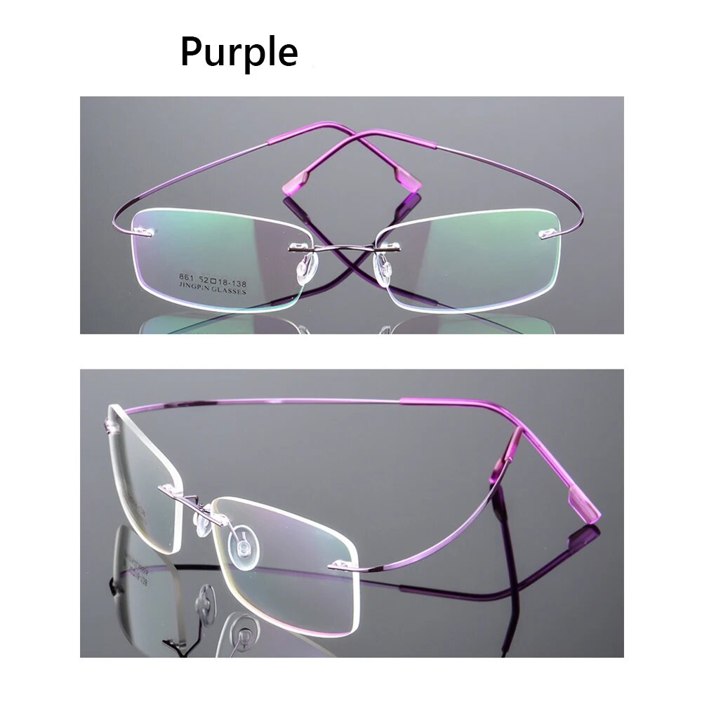 Очки без оправы фиолетовые +2.5, Style1-Purple