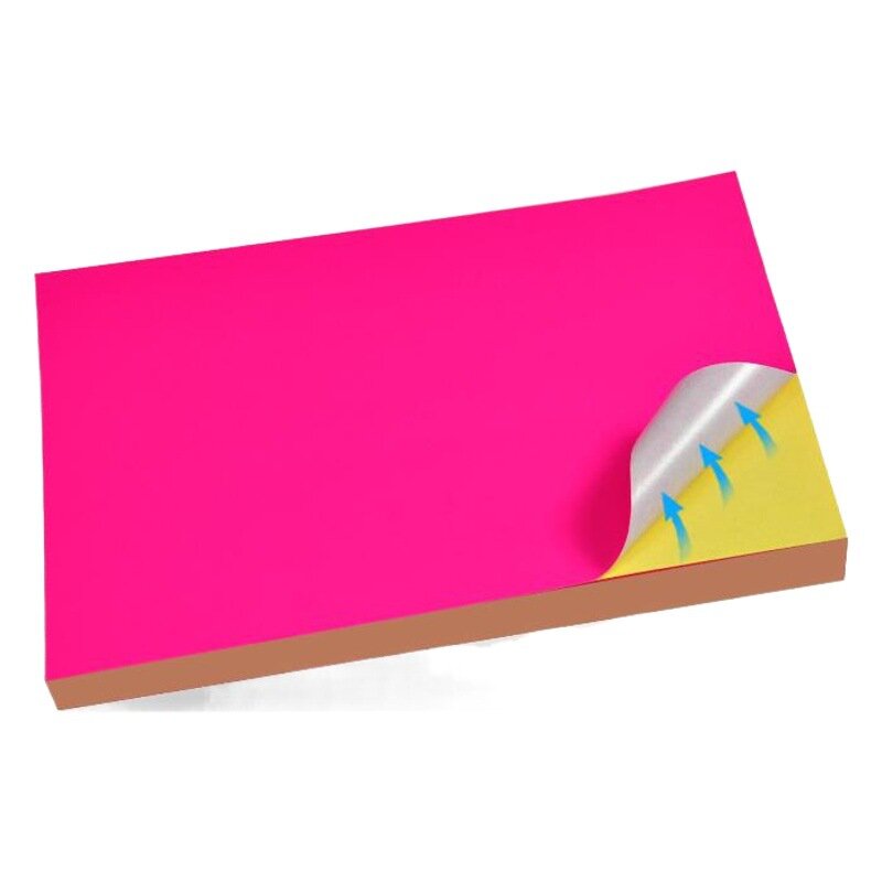 Цветная бумага для печати, самоклеящаяся, флуоресцентная, матовая, глянцевая, A4, 100 листов