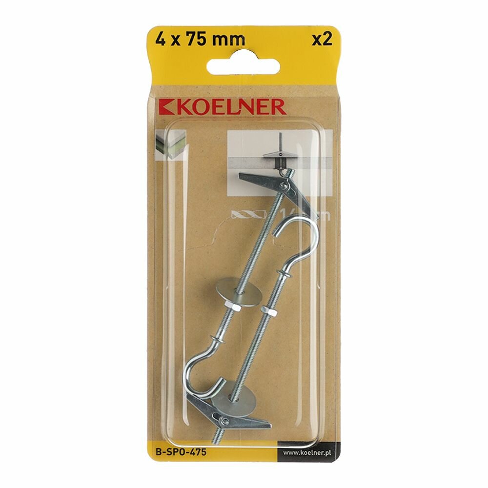 Дюбель раскладной с S-крюком 4х75 мм 2 шт