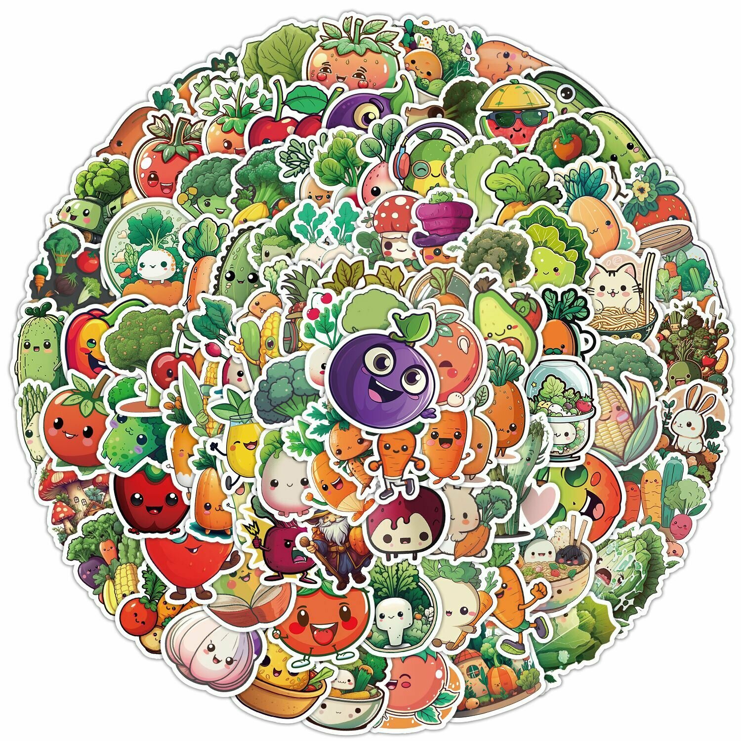 Стикеры "Vegetable Graffiti", 100 листов, водонепроницаемые, для стакана воды
