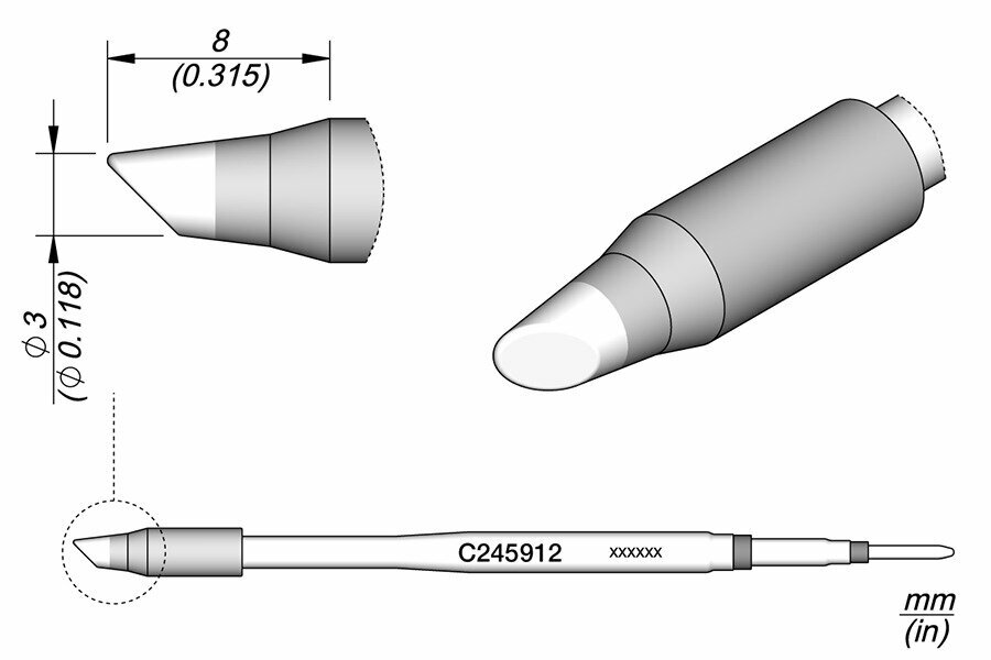 Жало Aixun C245-912 для паяльника T245 паяльных станций JBC/ Sugon/ GVM/ Aixun