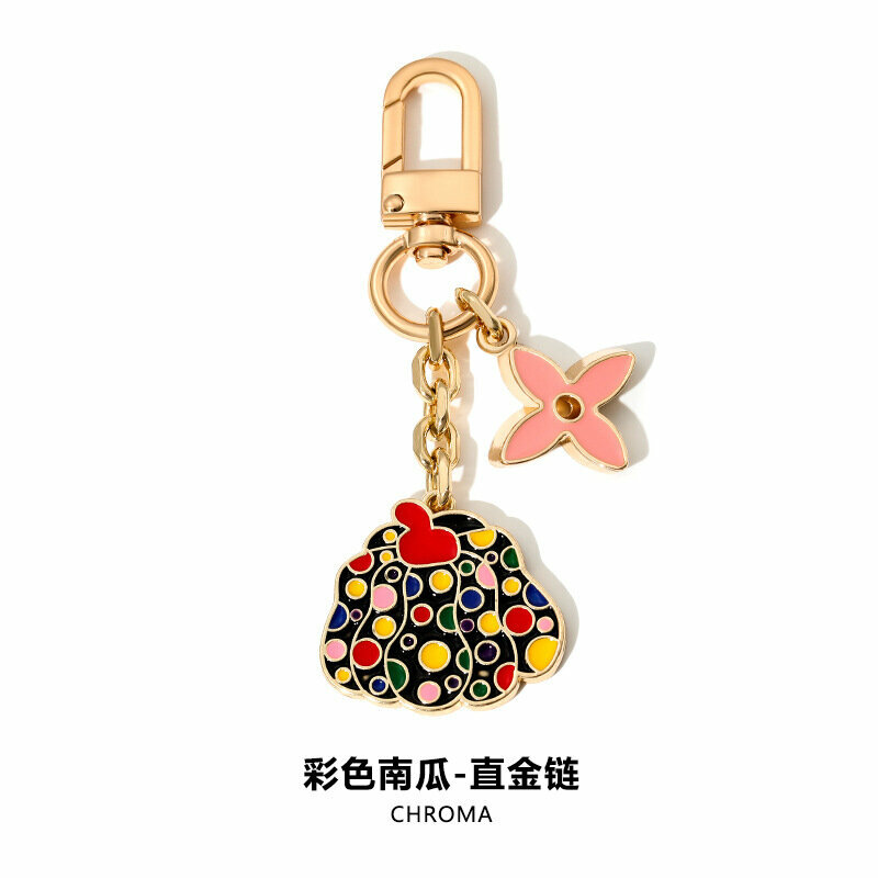 Брелок-подвеска H-116, цветная тыква, четырехлистный клевер, золотая цепочка