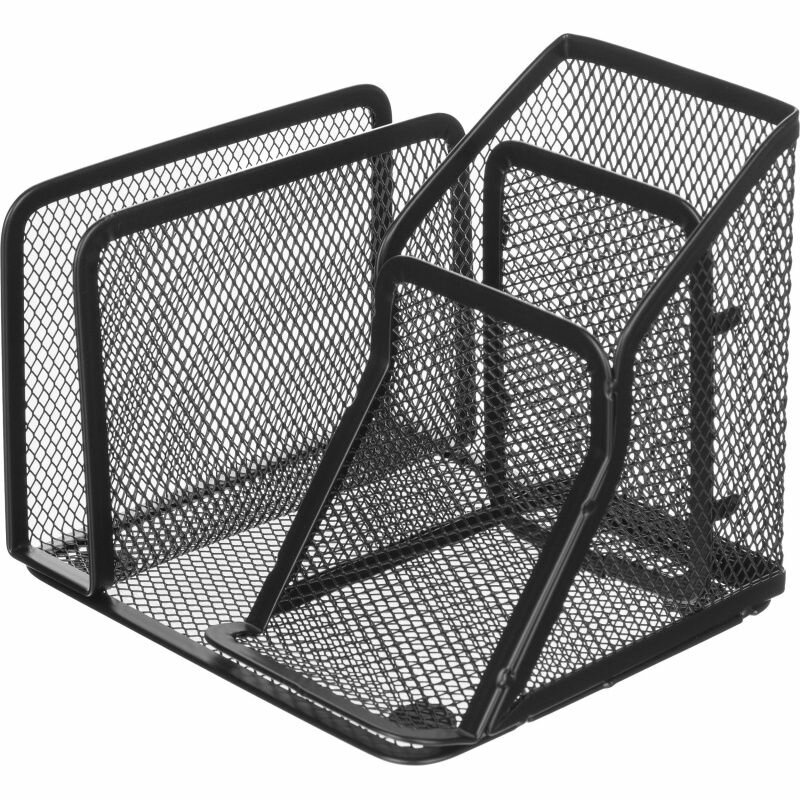 Подставка настольная Attache 4х-секционная, для ручек, писем, металлическая сетка, 145х130х128 мм, черная