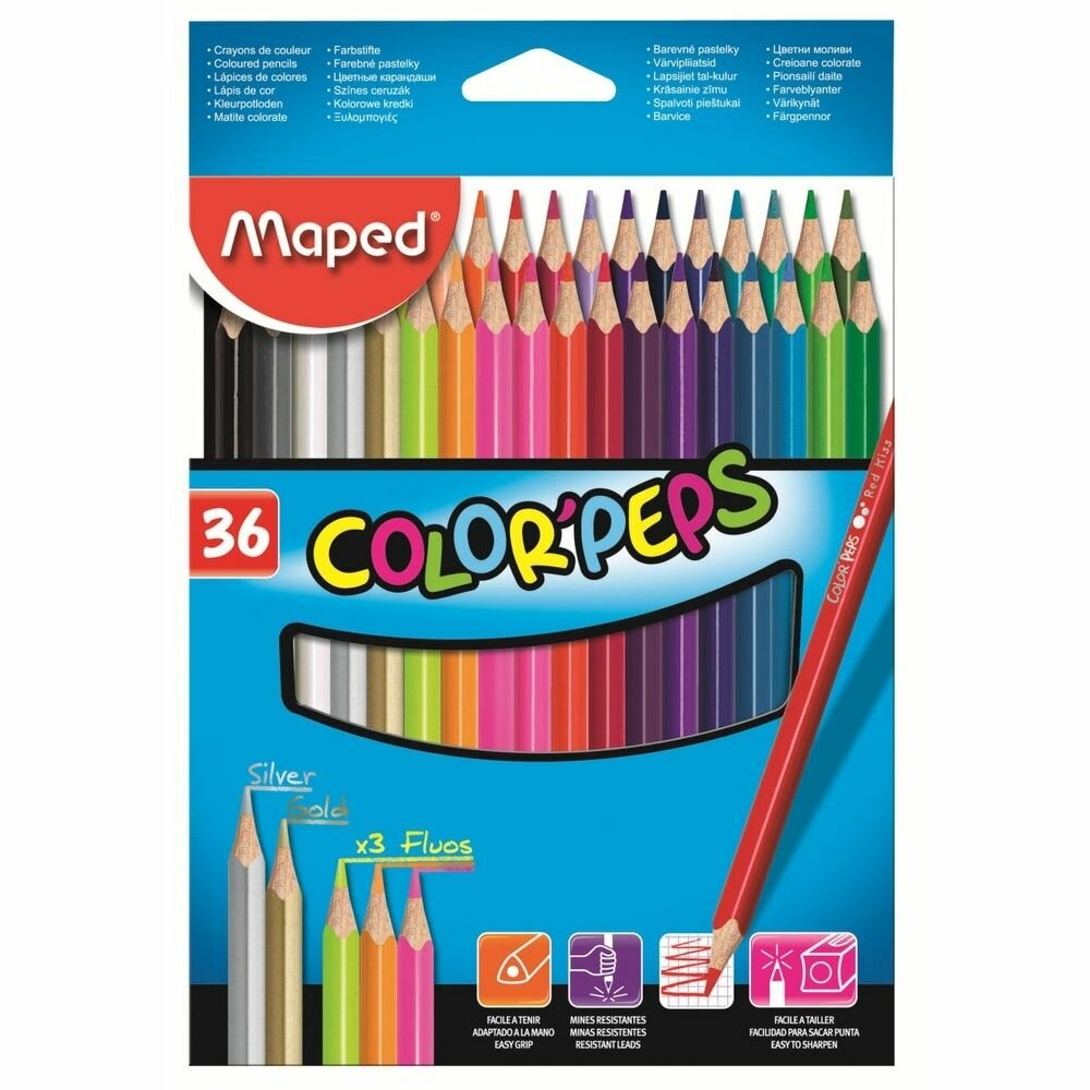 Карандаши цветные Maped Color'Peps, 36 цветов (832017)