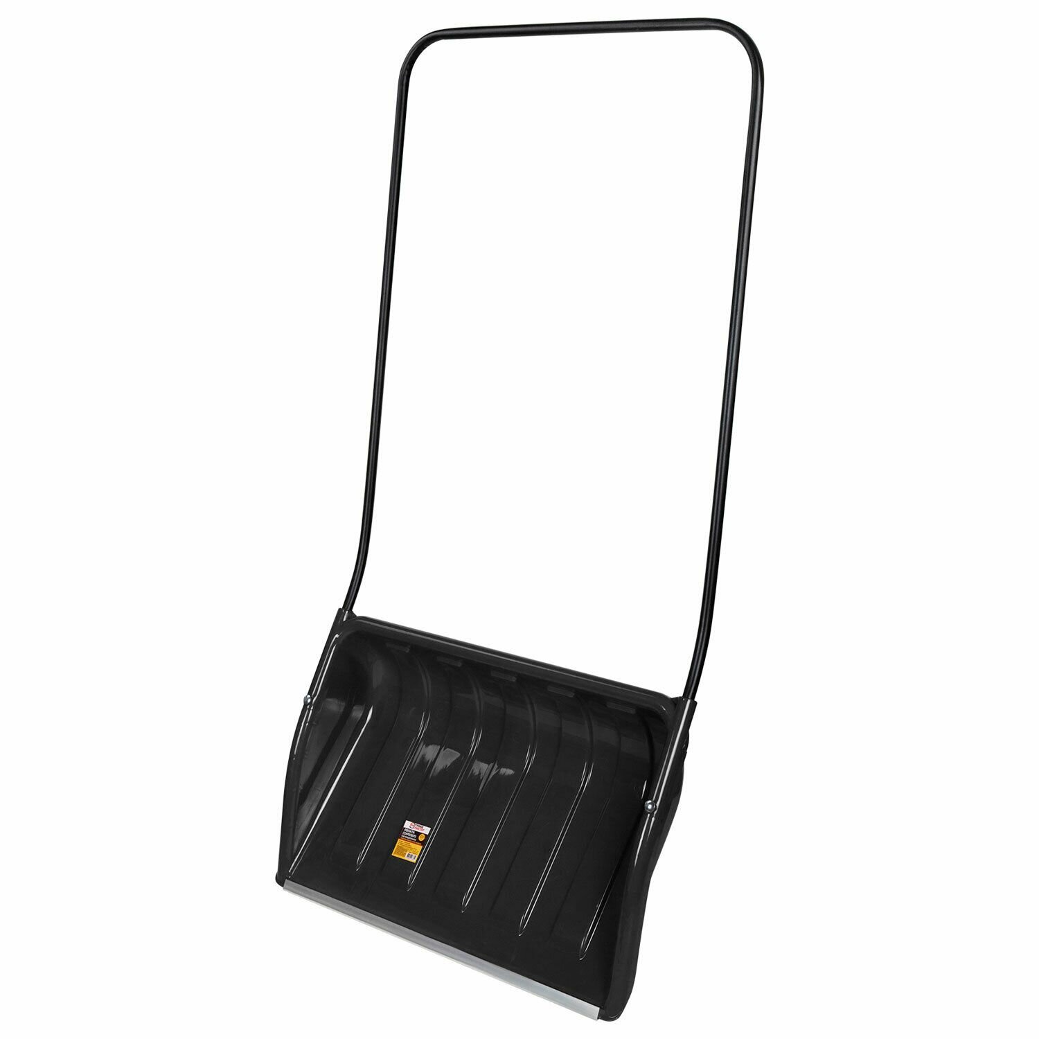 Снеговая лопата грандмастер "Скрепер", 70х47 см, пластиковая черная, алюминиевая планка, рукоятка 110 см, суперпрочная (700342)