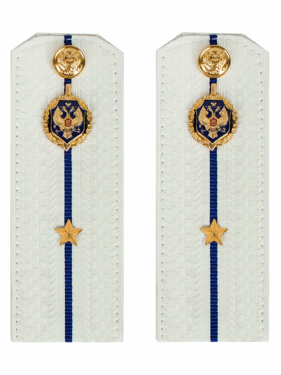 Погоны ФСБ на рубашку белые картон звание Младший лейтенант 14х5,5см 743513