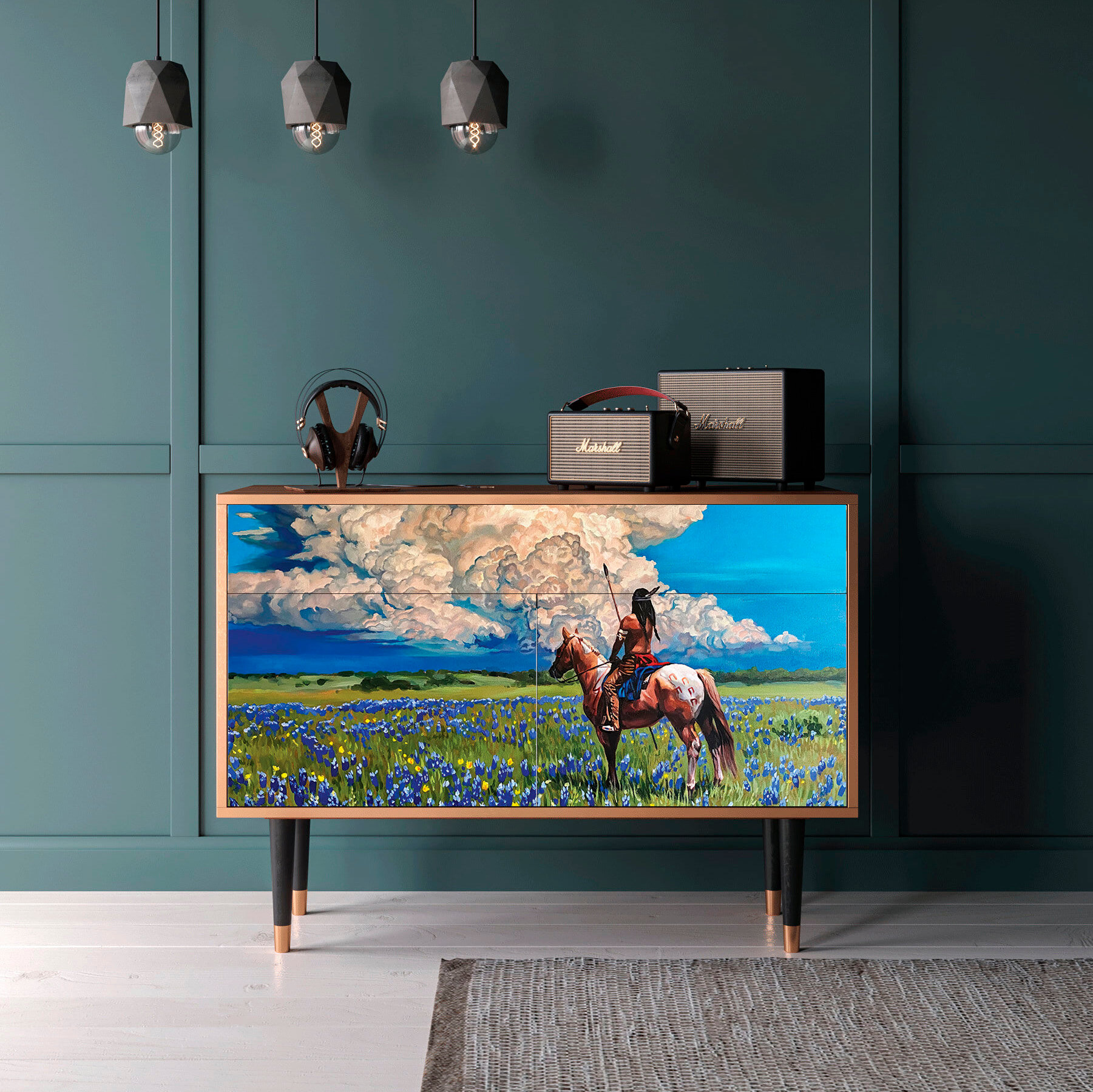 Комод - STORYZ - BS4 Thunderheads by Sarah Dean, Размер - 115 x 85 x 48 см, Цвет корпуса - Орех