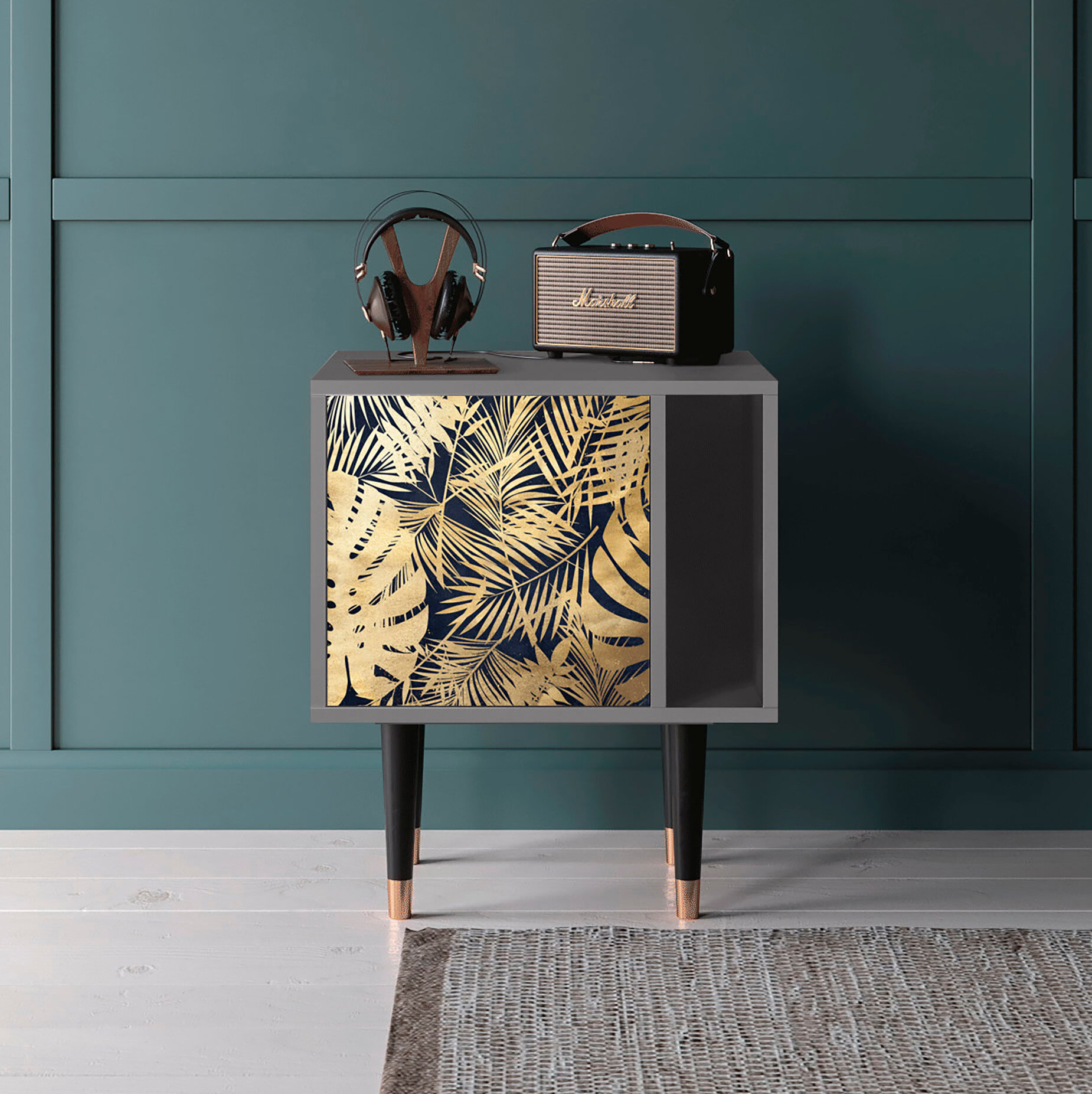 Прикроватная тумба - STORYZ - S2 Jungle Vibes, Размер - 58 x 69 x 48 см, Цвет - Серый